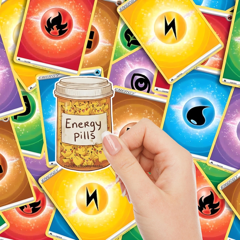 Pikachu Energy Pills Sticker | Kawaii Pokémon Decal for Laptops & Water ...