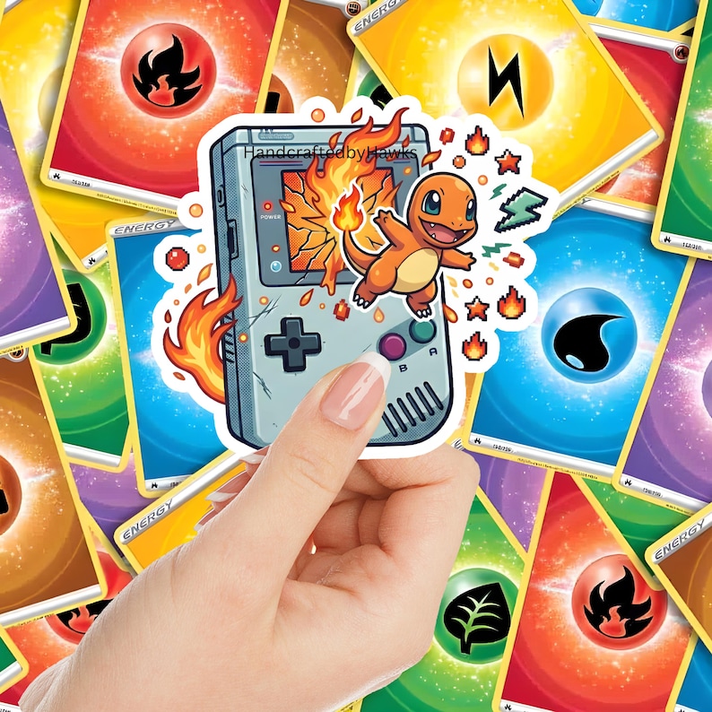 Retro Gameboy Pokémon Stickers, Water Resistant Vinyl Decal, Pikachu ...