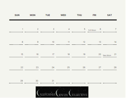 2023 Printable Full and New Moon and Sabbat Ritual Wall Calendar - Etsy