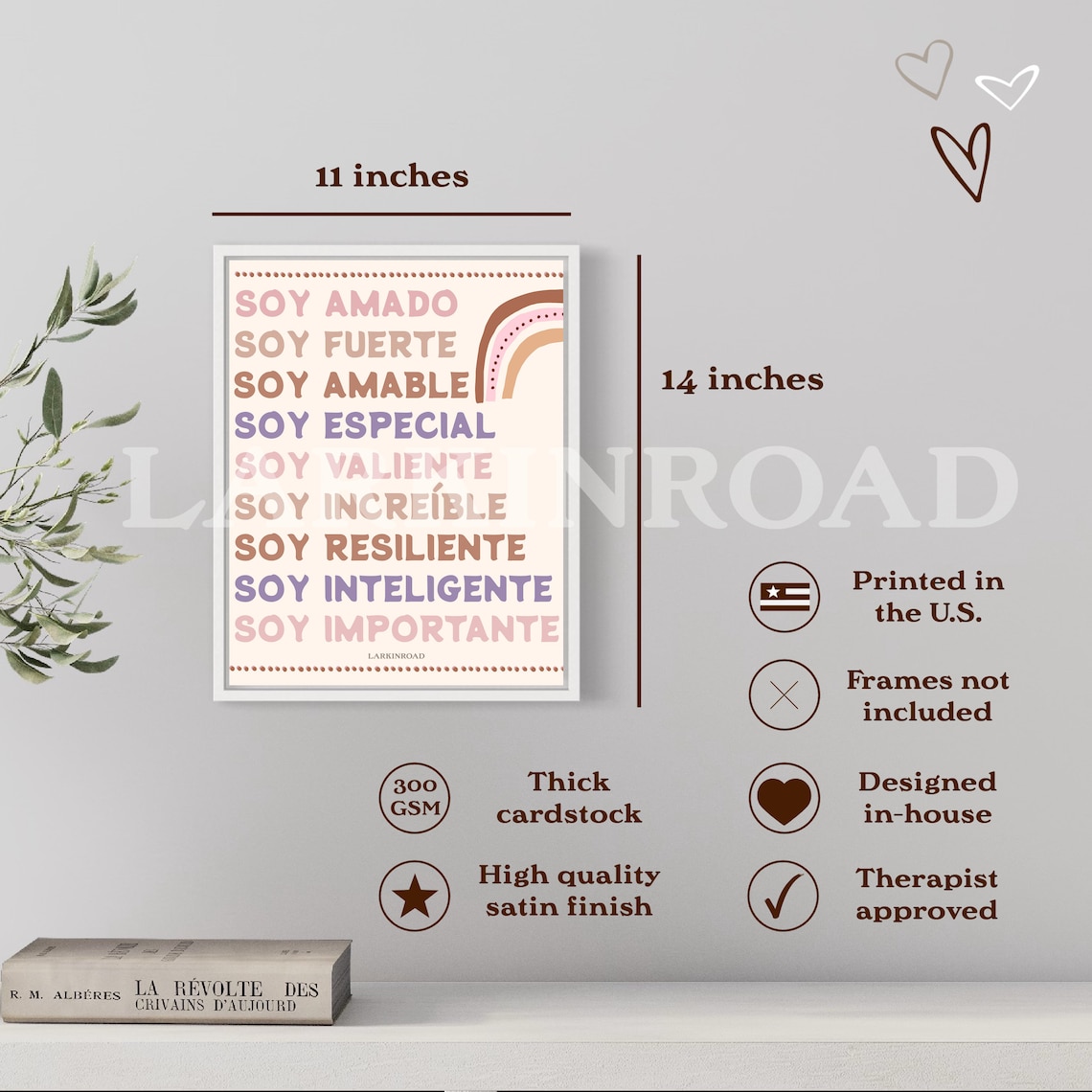 LARKINROAD Spanish Positive Affirmations Wall Art Poster Print 11x14 ...