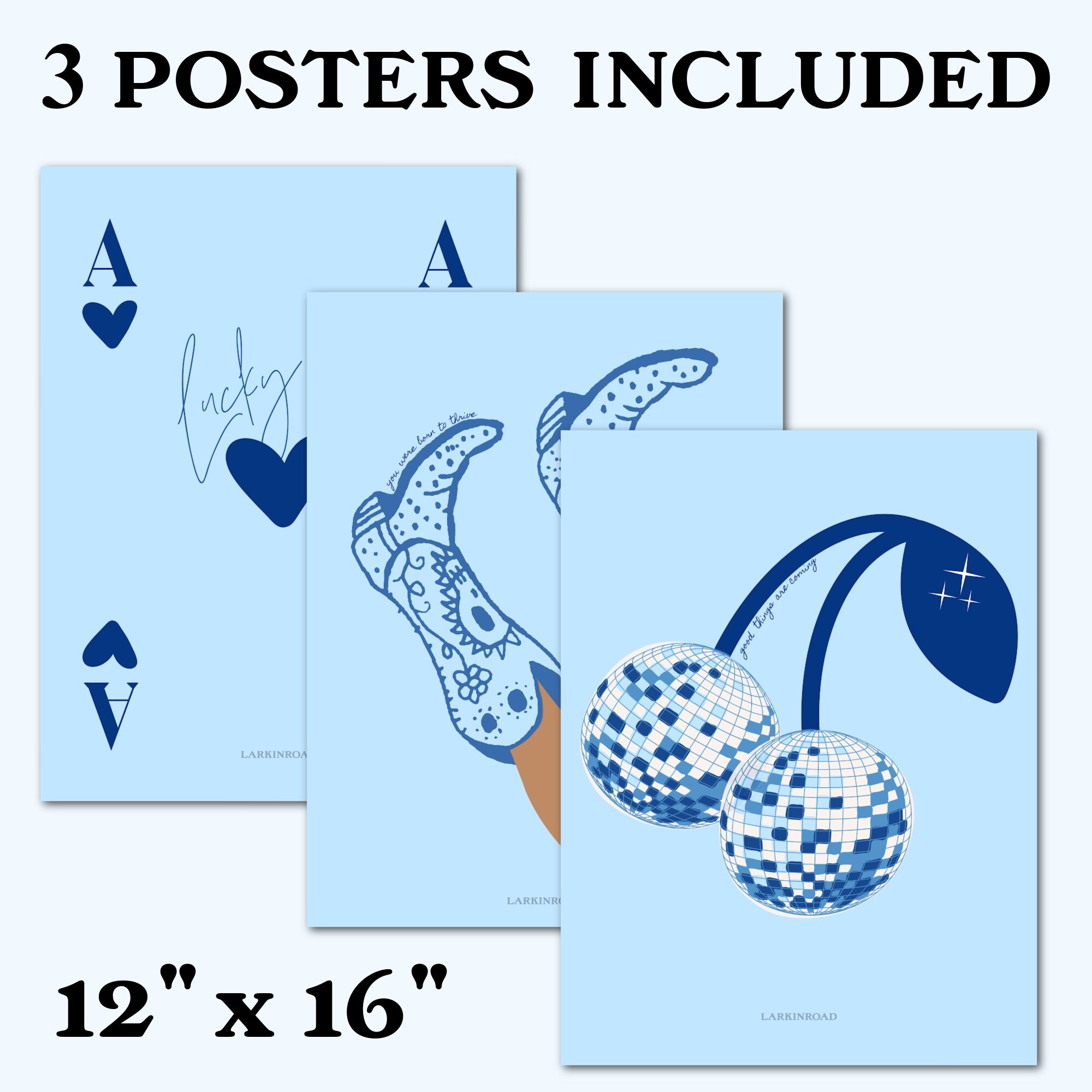 LARKINROAD Positive Affirmation 3 Posters 12x16 Unframed, Coastal ...