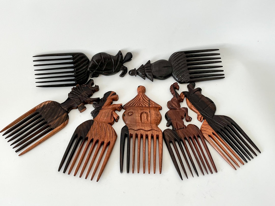 Hand Carved African Wooden Hair Comb - Etsy