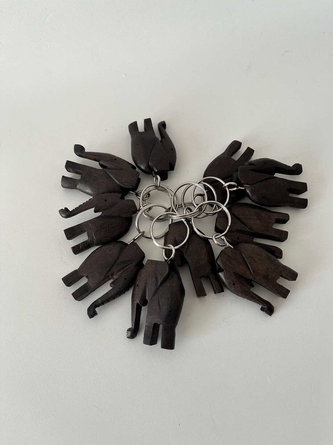 African Elephant Wood Carved Keychain - Etsy