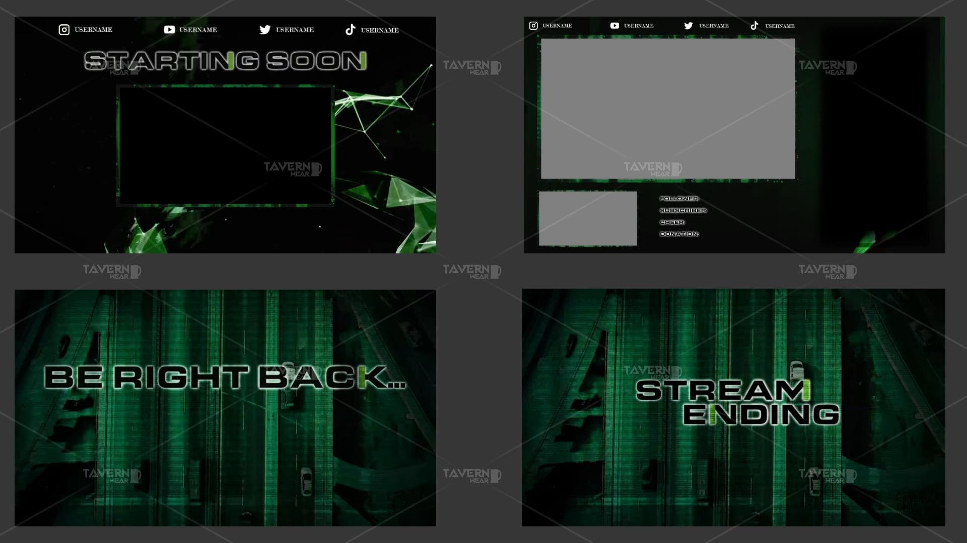 Animated Stream Package - Dark Theme - Action FPS - Green & Black ...