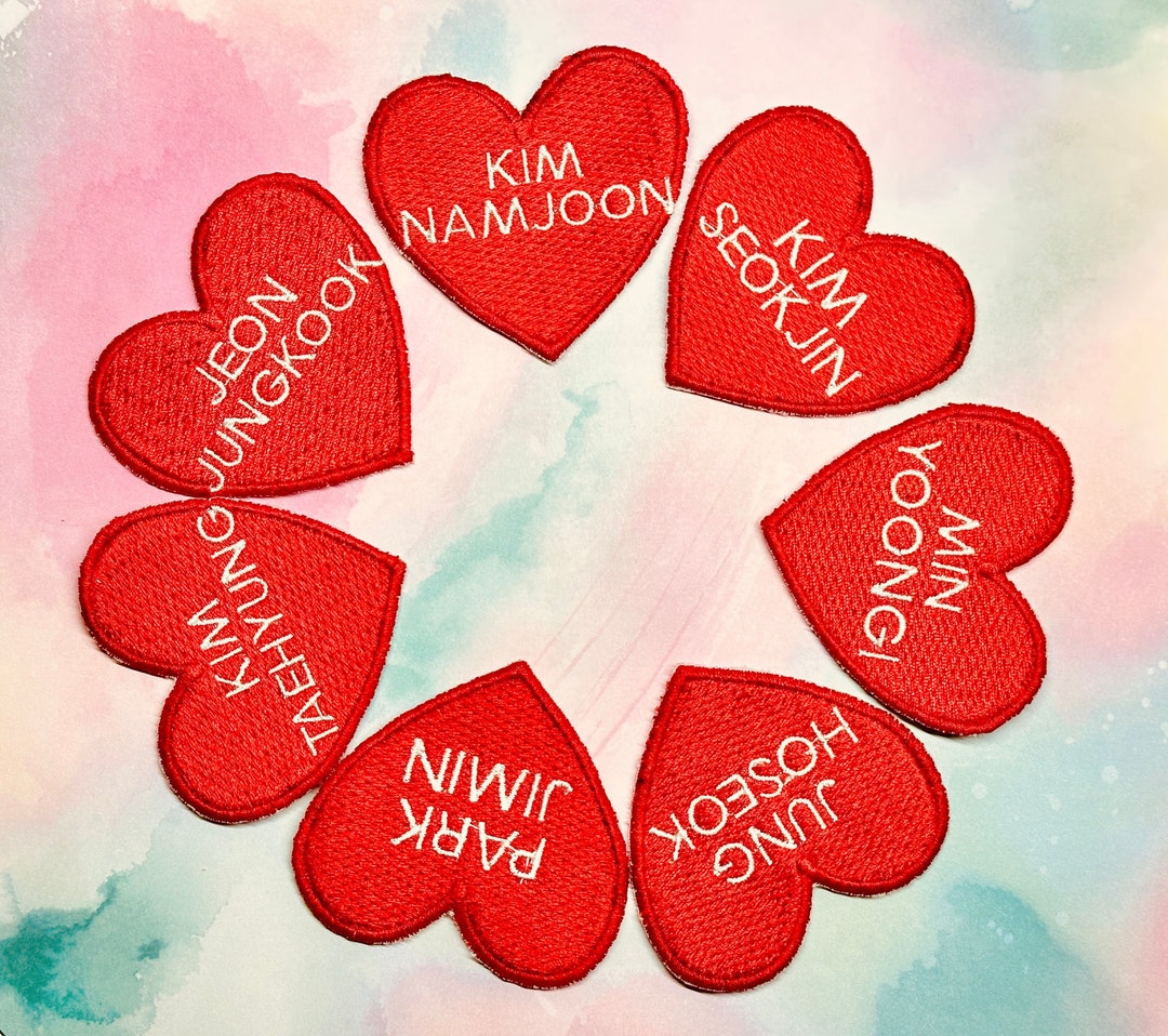 Personalized Name Patch Heart Design Iron on Sew on BTS Kpop Merch Army ...
