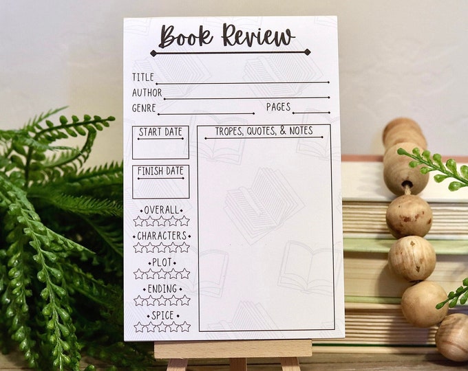 Book Review Notepad | 4”x6” | 50 Pages | Easy Tear-away | Booktok ...