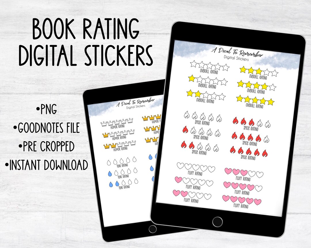 Book Rating Digital Stickers, Star Rating, Spice Rating, Fluff Rating ...