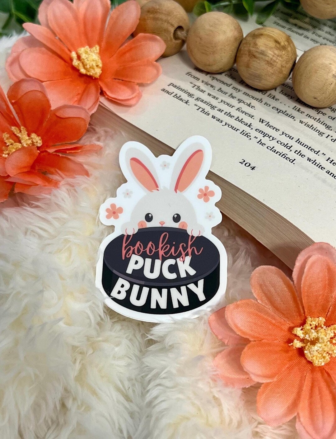 Bookish Puck Bunny Waterproof Sticker Water Bottle Sticker Kindle ...