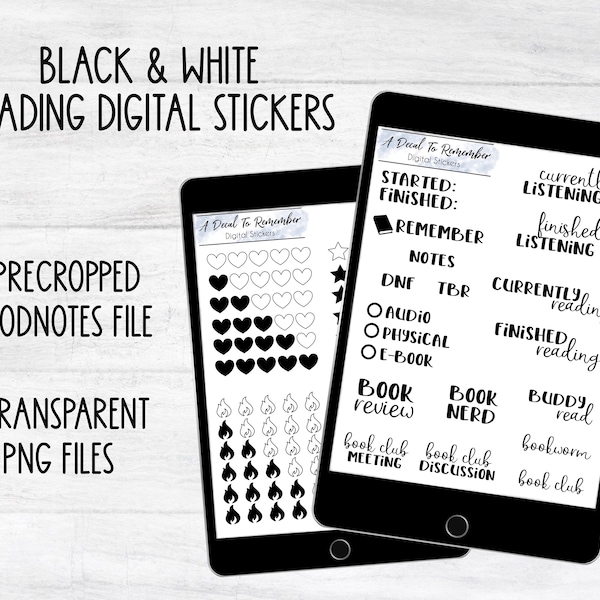 Black and White Book Stickers - Etsy