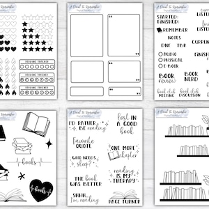 Black and White Reading Digital Stickers | Precropped Goodnotes Sticker ...