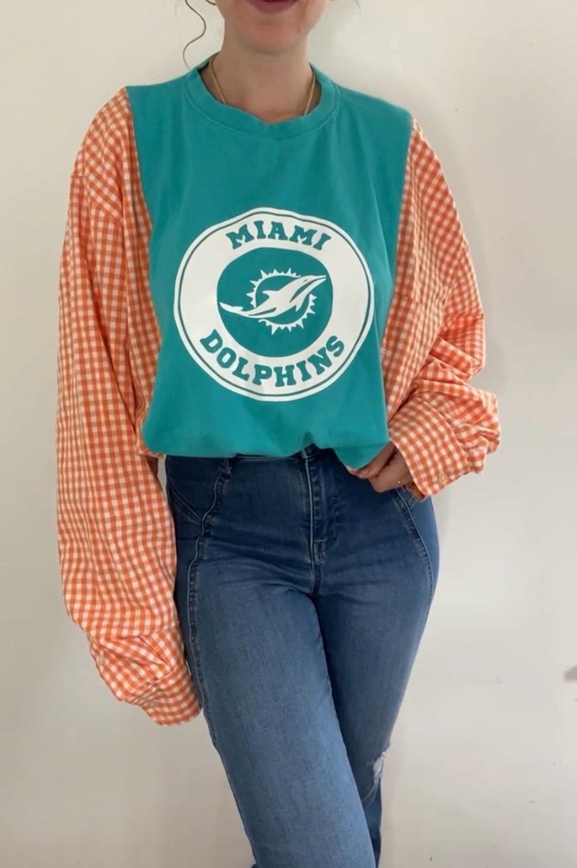 NFL Miami Dolphins T-shirt Flannel | Adult, Unisex Long Sleeve | Miami ...