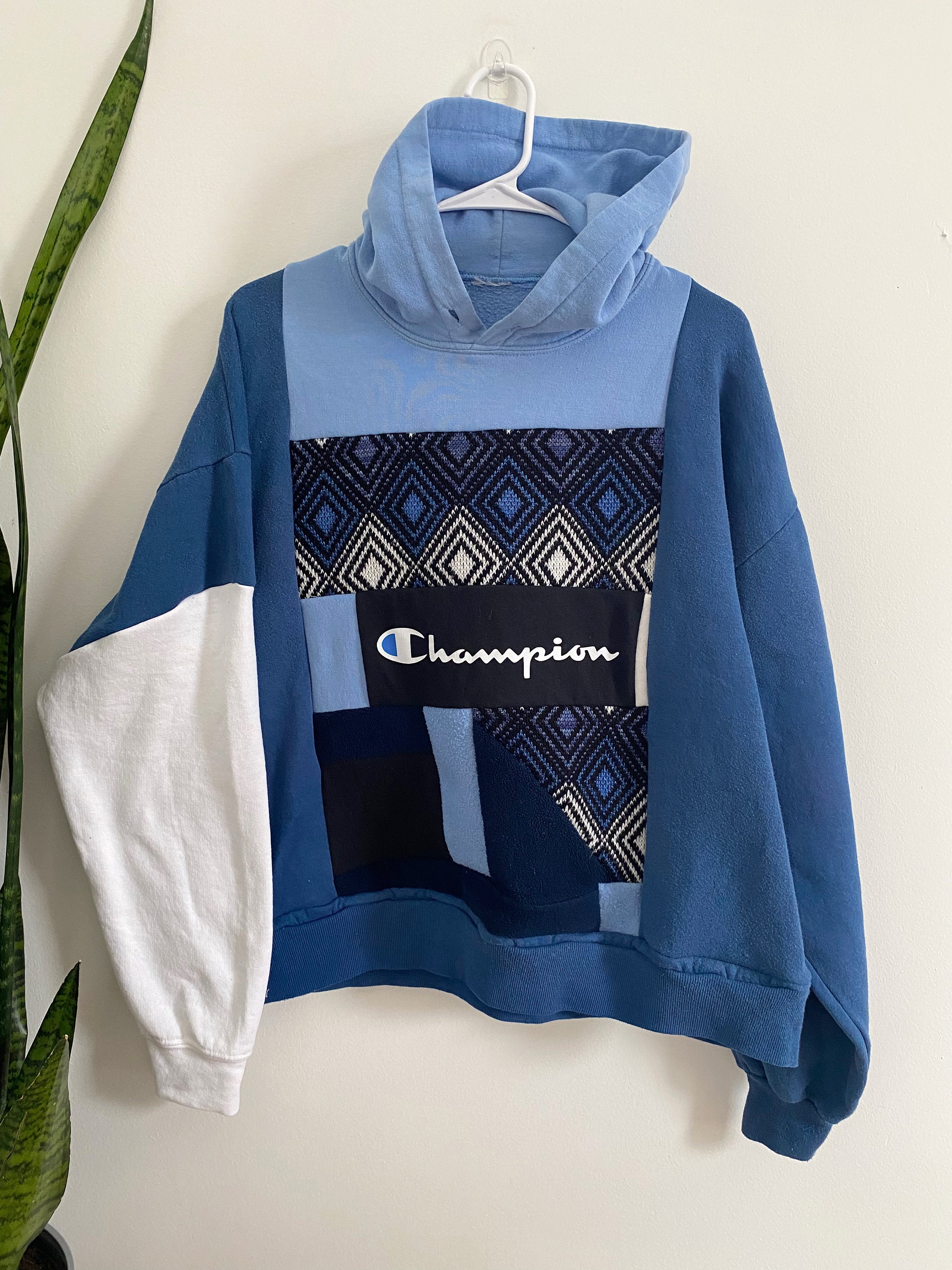 Patchwork Hoodie Sweatshirt - Etsy