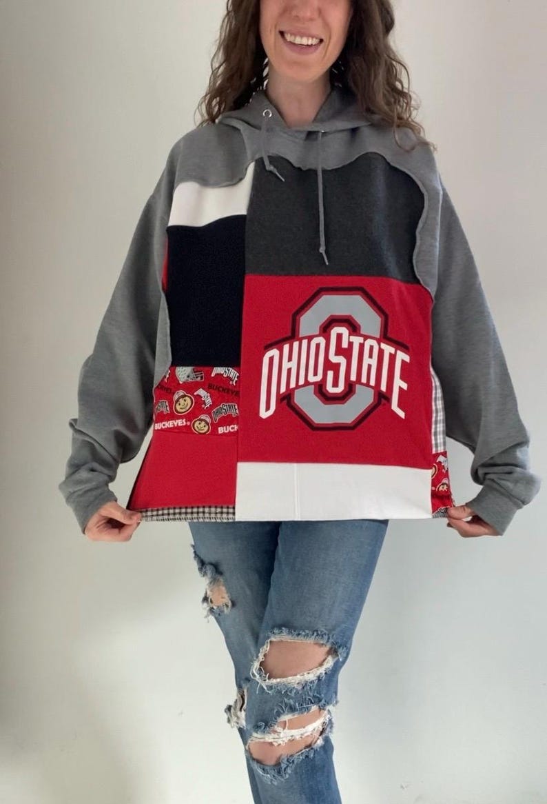 Ohio State Sweatshirt Hoodie - Patchwork, Colorblock | Reworked ...