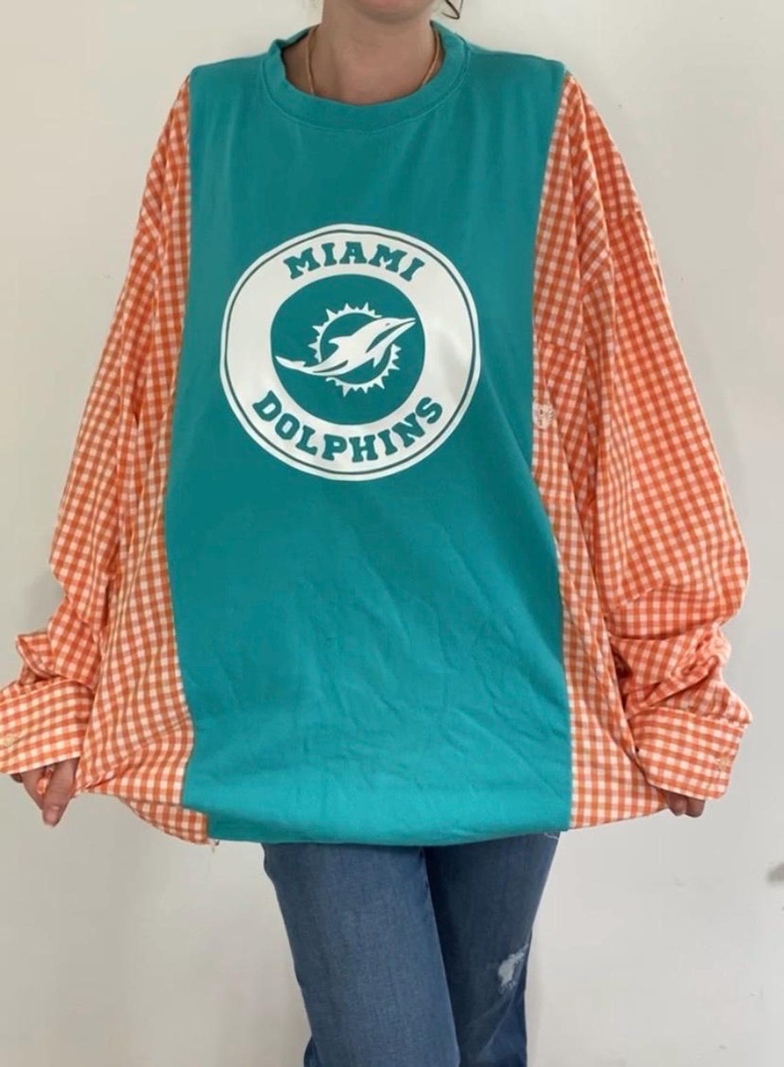 NFL Miami Dolphins T-shirt Flannel | Adult, Unisex Long Sleeve | Miami ...