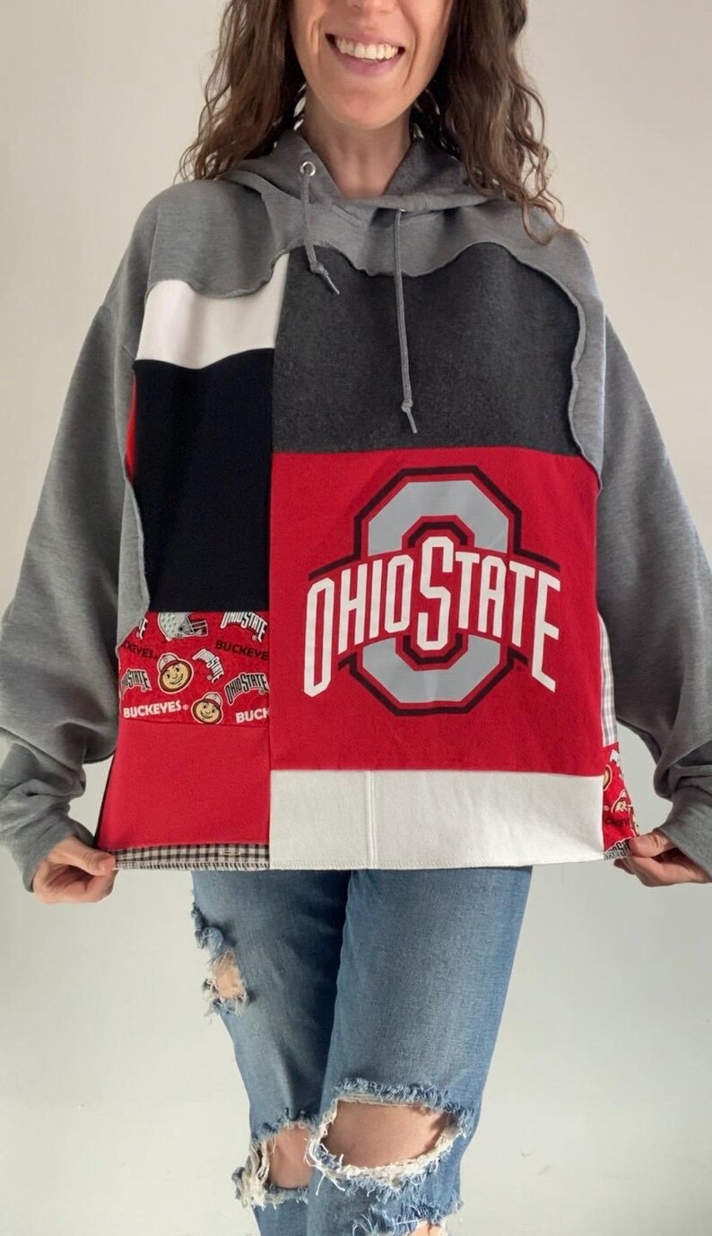 Ohio State Sweatshirt Hoodie - Patchwork, Colorblock | Reworked ...