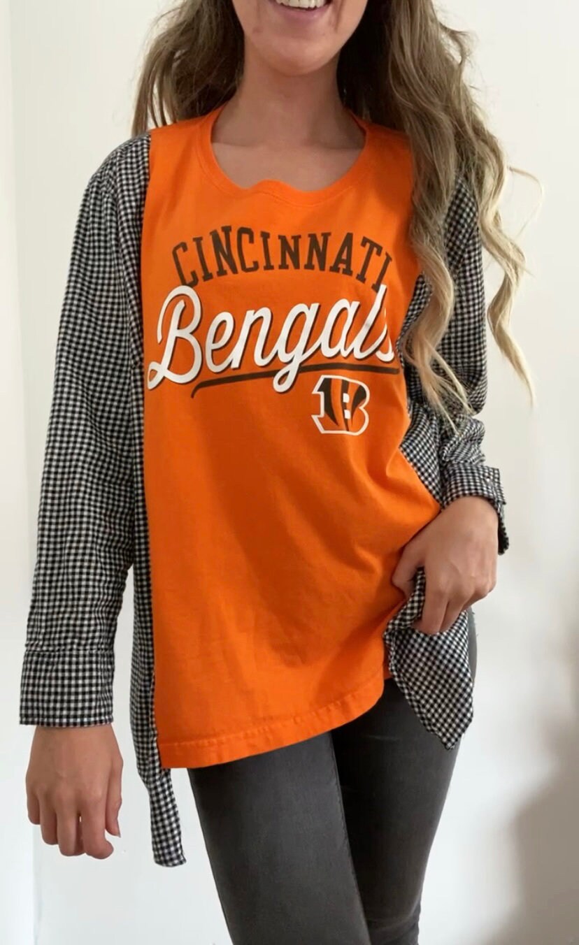 NFL Cincinnati Bengals Flannel Rework Long Sleeve Shirt - Etsy