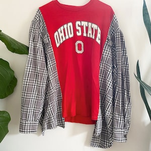 Ohio State Flannel Long Sleeve Shirt Reworked - Etsy