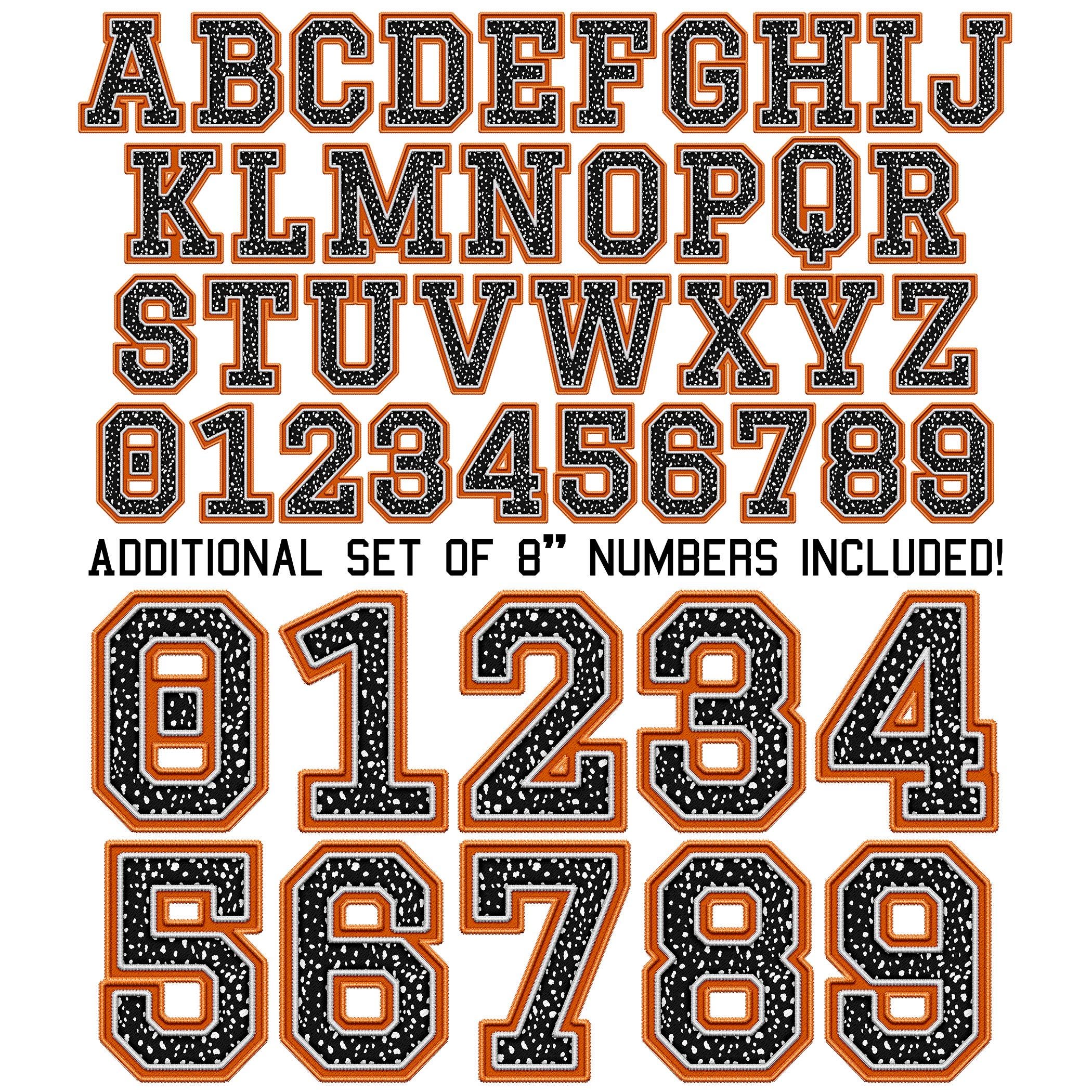 Athletic Faux Embroidery Alphabet Bundle, Double Faux Letters, Orange ...