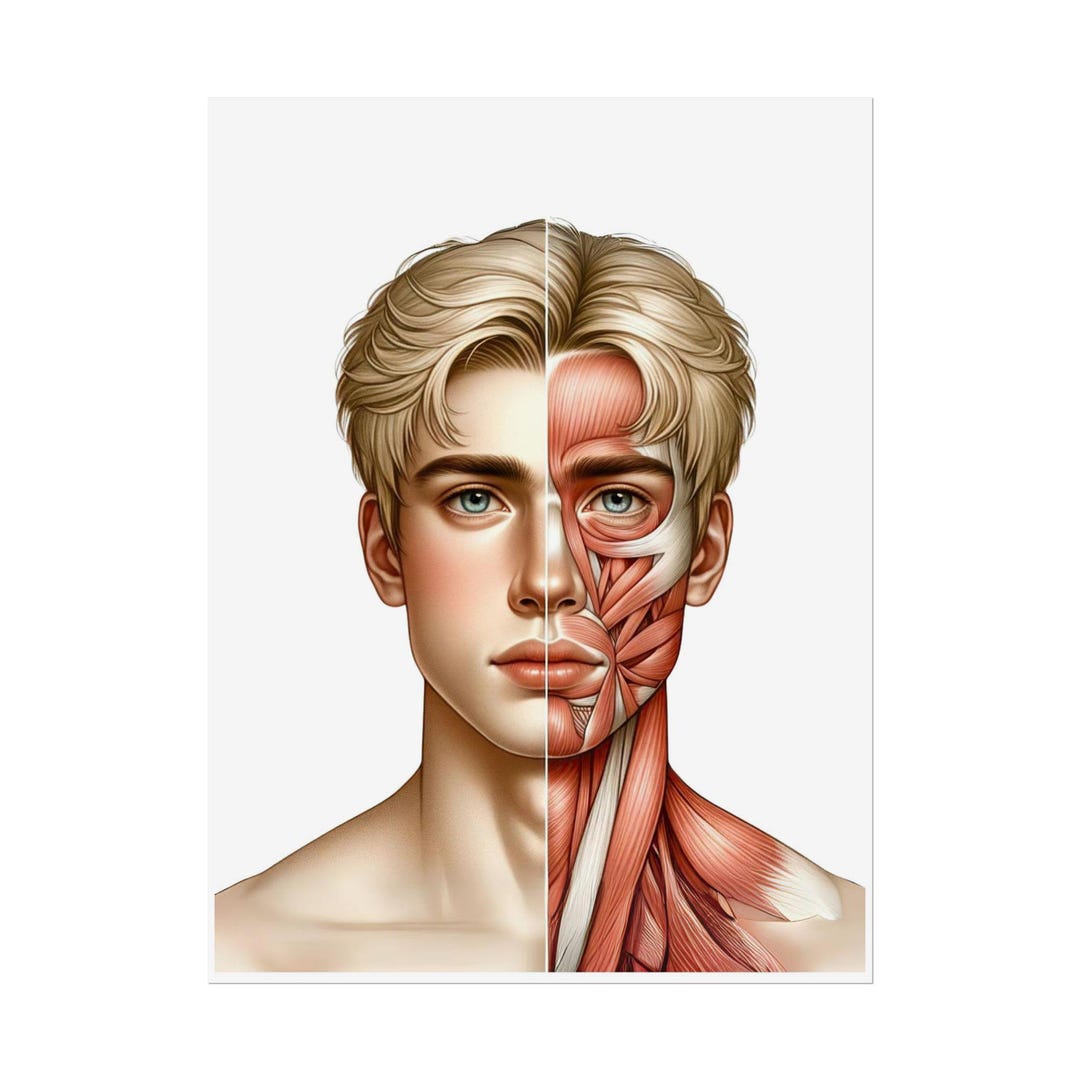 Male Facial Anatomy Muscles Rolled Poster, Medspa Poster, Botox Dealer ...