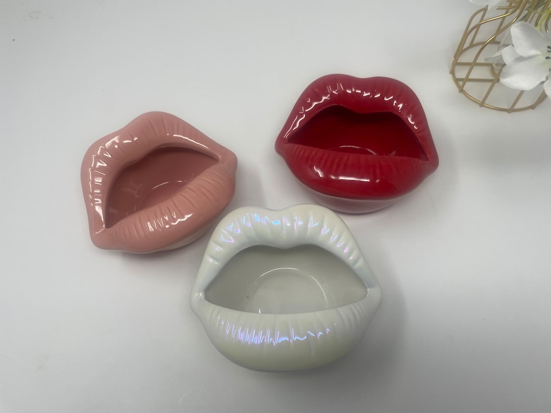 Ceramic Lip Bowl, Cosmetic Tray, Lipstick Holder, Ash Tray, Unique Lips ...