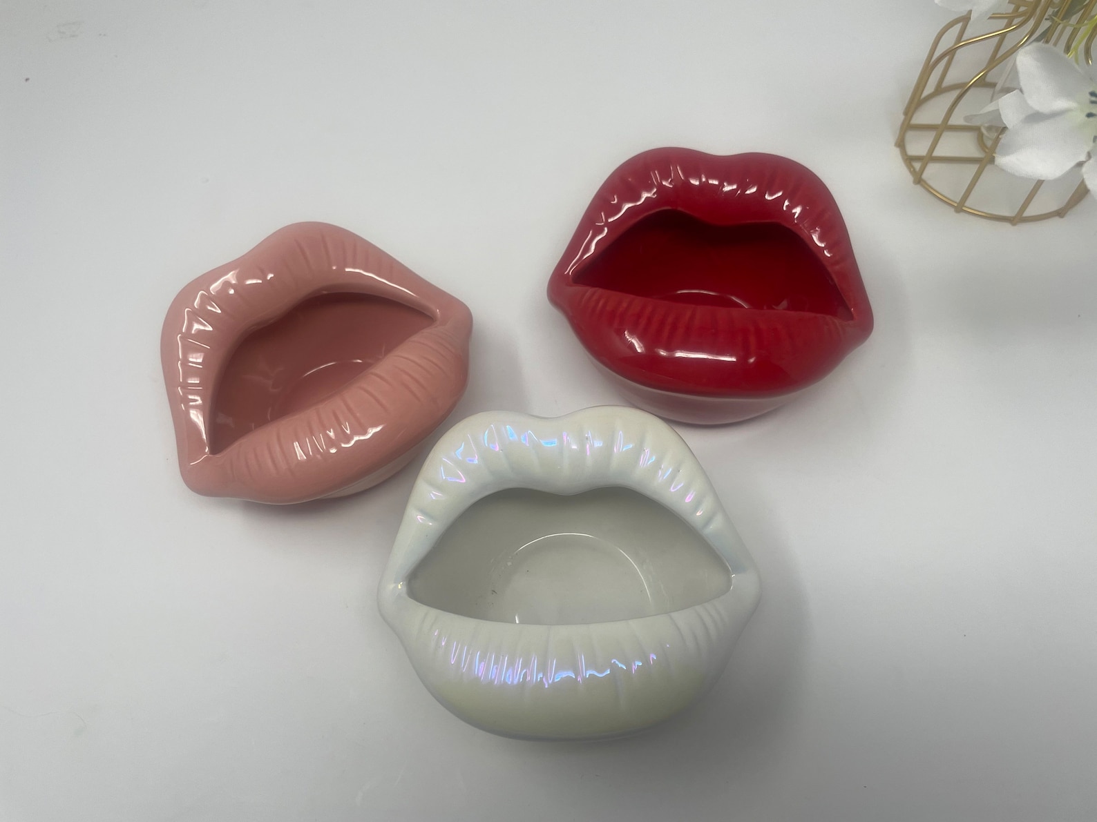 Ceramic Lip Bowl, Cosmetic Tray, Lipstick Holder, Ash Tray, Unique Lips ...