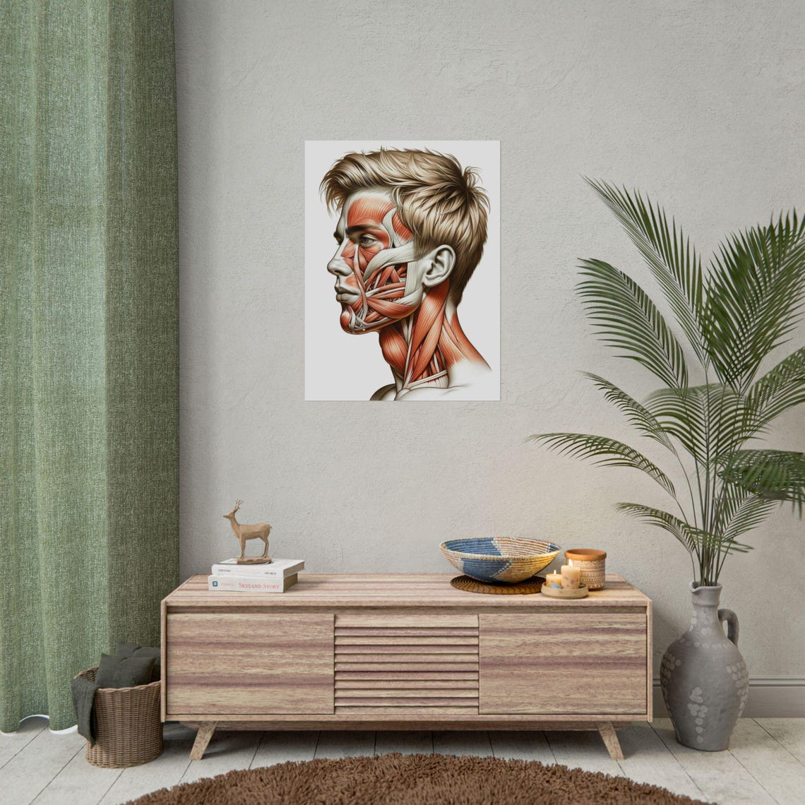 Male Facial Anatomy Muscles Rolled Poster, Medspa Nurse Injector Poster ...