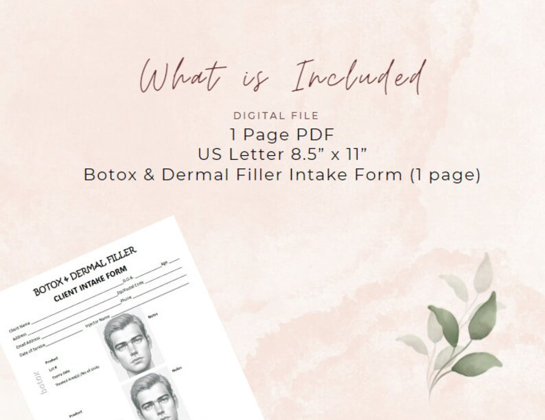 Botox & Dermal Filler Intake Form Male Version, Nurse Injector ...