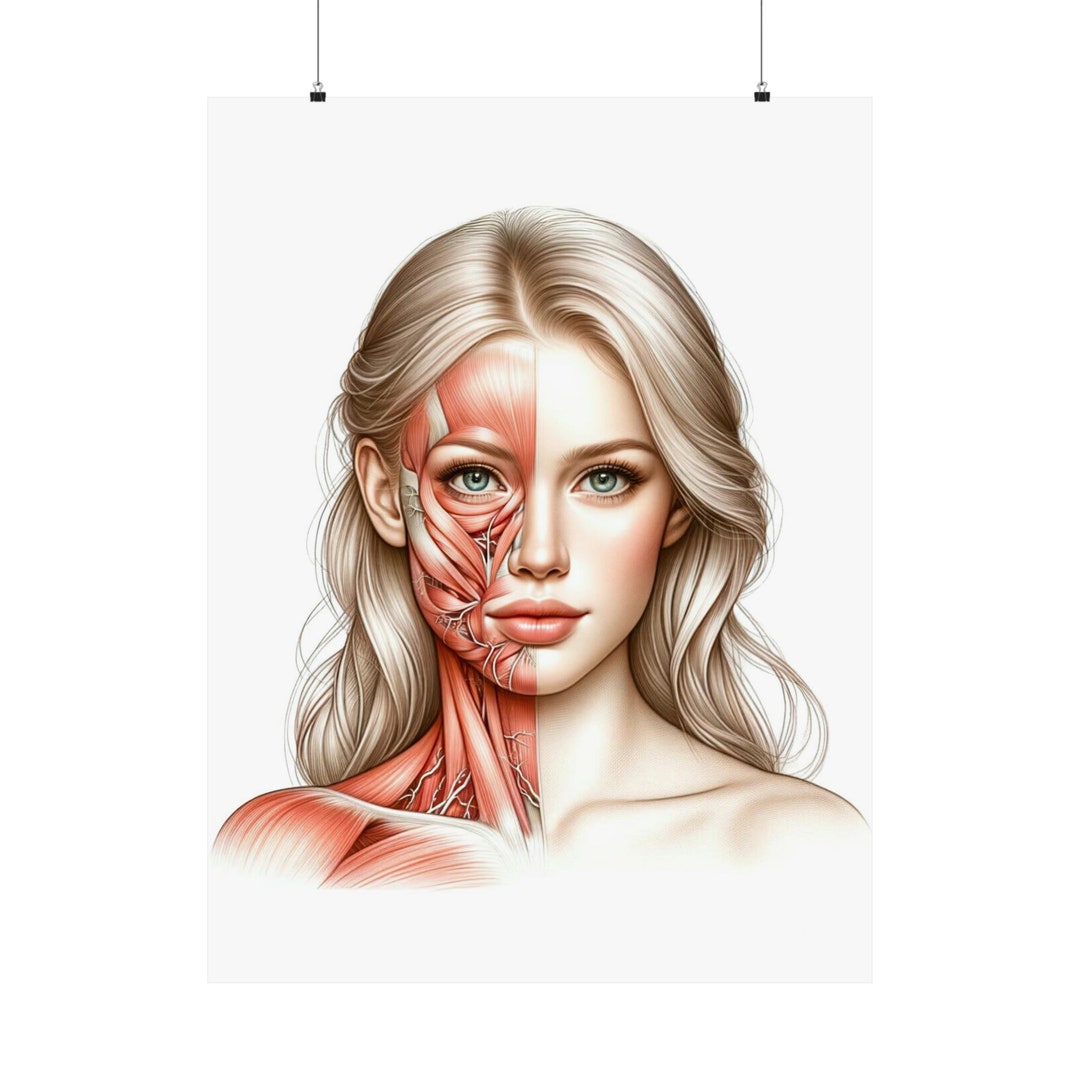Customized With Logo Female Facial Muscle Poster, Female Facial Veins ...