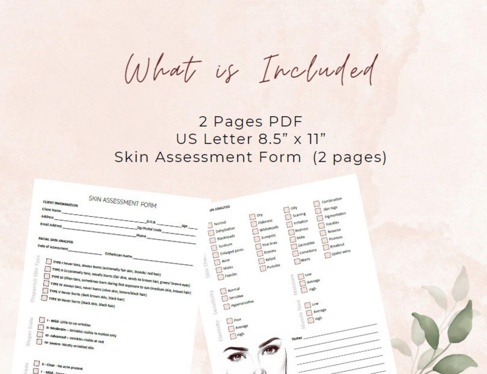 Skin Assessment Form Female Version, Skin Analysis Form, Nurse Injector ...
