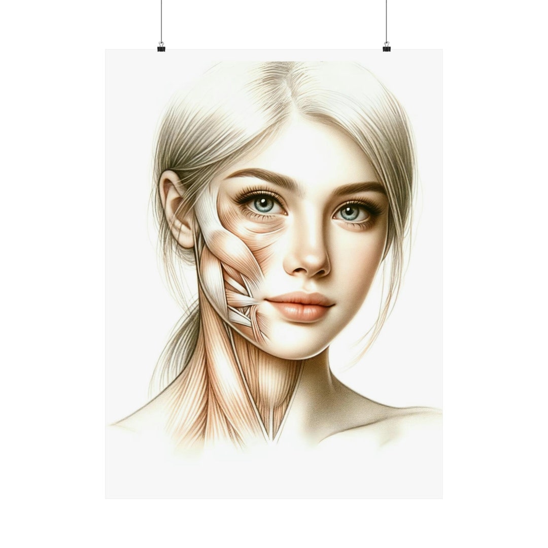 Customized Female Facial Muscle Poster, Female Facial Veins Poster ...