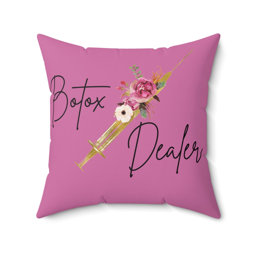 Botox Dealer Square Pillow, Elegant White Spun Polyester Pillow, Med ...