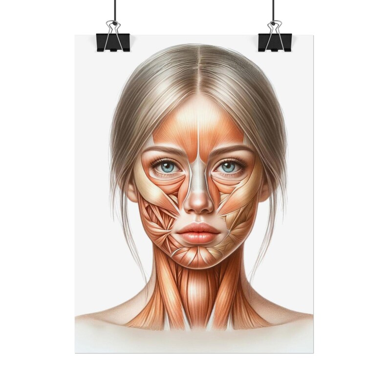 Female Facial Anatomy Muscles Rolled Poster, Medspa Nurse Injector ...