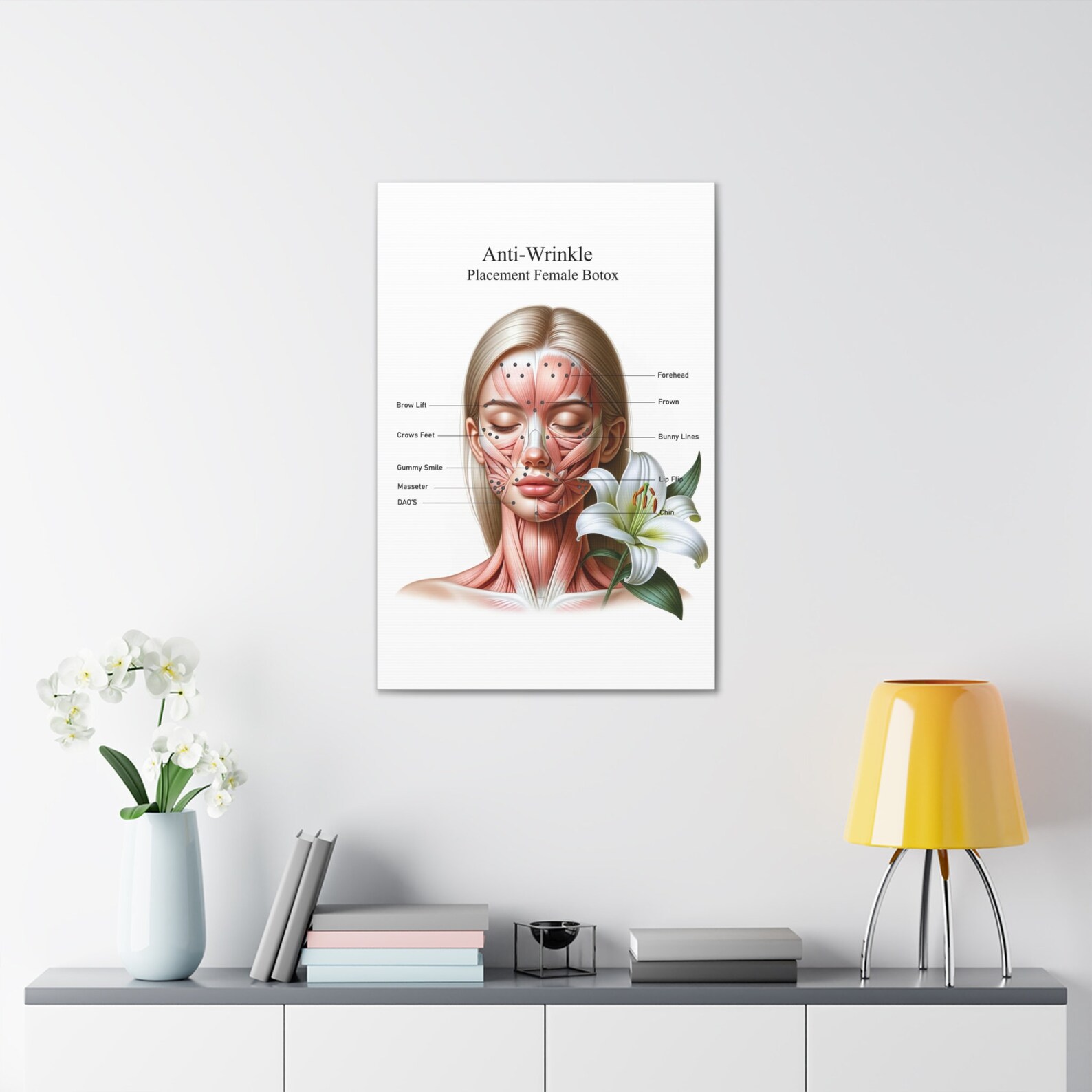 Customized Botox Placement Canvas, Face Anatomy Art Canvas, Medical Spa ...