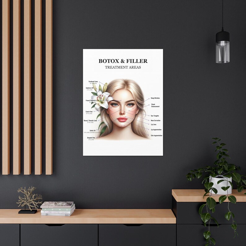 Botox & Filler Treatment Areas Canvas, Medical Spa Art Decor ...