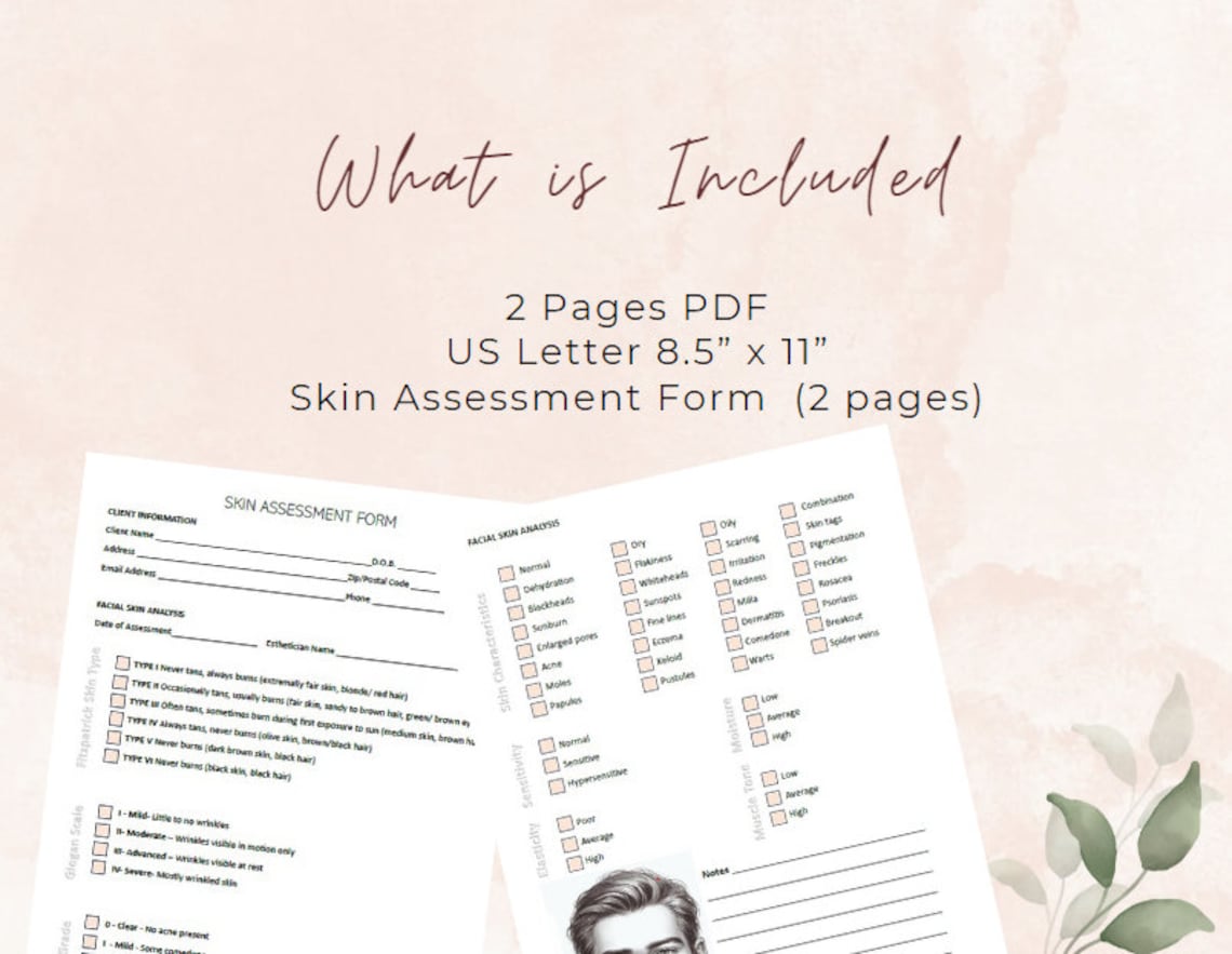 Skin Assessment Form Male Version, Skin Analysis Form, Nurse Injector ...