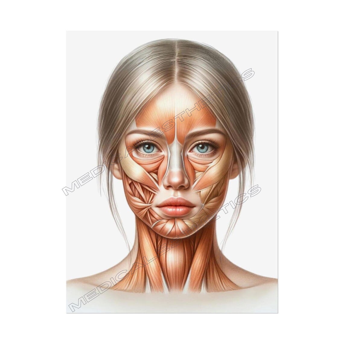 Female Facial Anatomy Muscles Rolled Poster, Medspa Nurse Injector ...