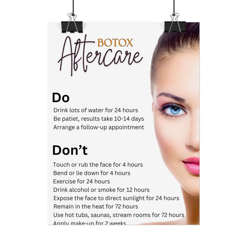 Botox Aftercare Rolled Poster, Facial Anatomy Med Spa Poster ...
