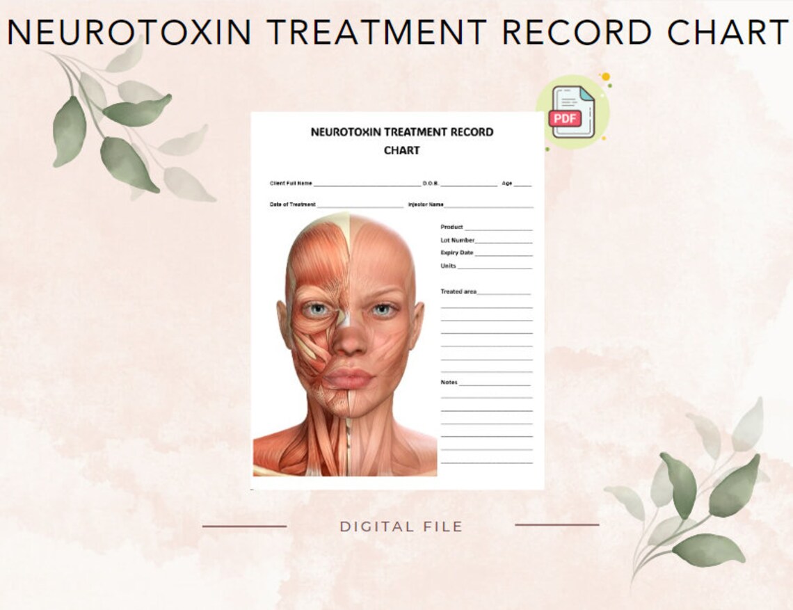 Neurotoxin Treatment Record Chart, Nurse Injector Template, Aesthetic ...