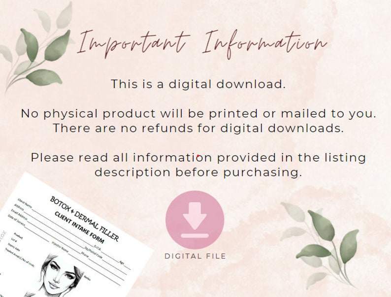 Botox & Dermal Filler Intake Form Female Version, Nurse Injector ...