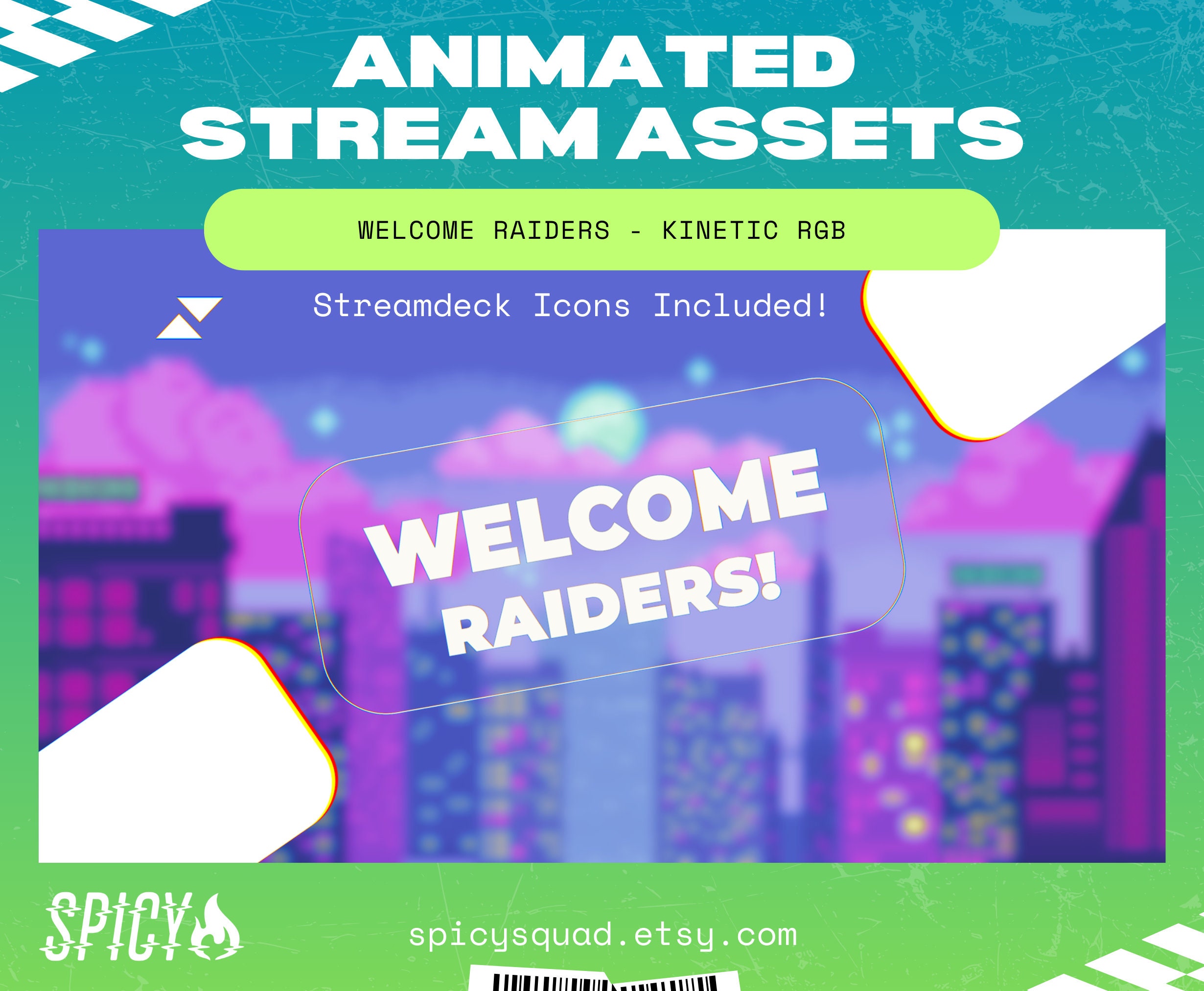 Welcome Raiders Animated Stream Overlay Clean Kinetic RGB Twitch ...