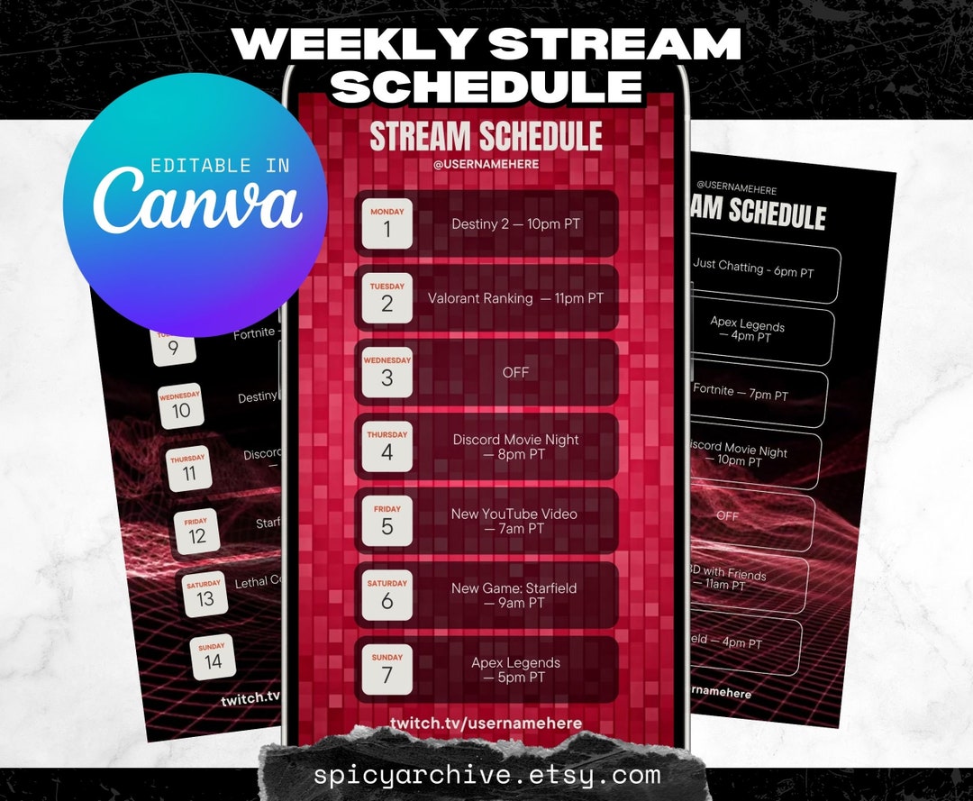 Red Modern Gaming Animated Stream Schedule | Twitch Kick Youtube ...