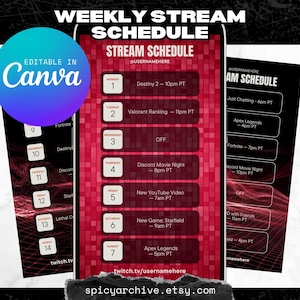 Red Modern Gaming Animated Stream Schedule | Twitch Kick Youtube ...