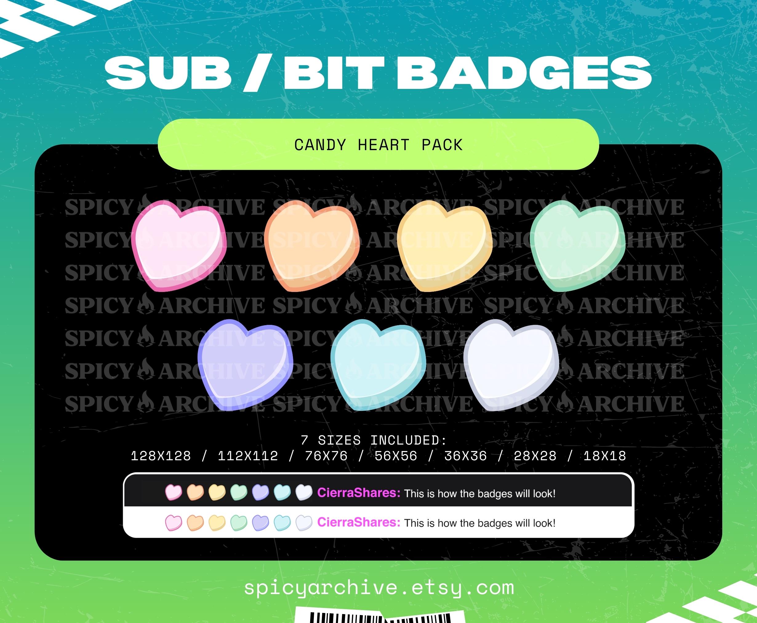 Candy Heart Badges / Emotes | Sub / Bit Badges for Twitch Youtube ...