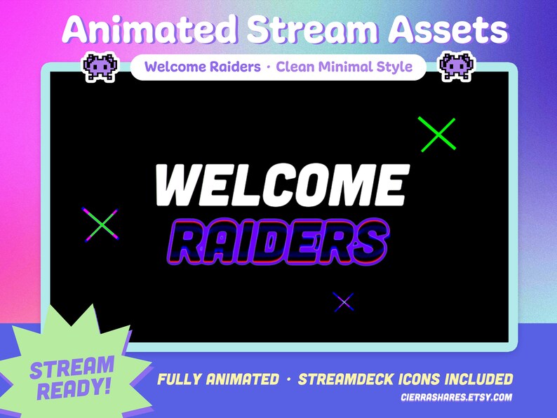 Welcome Raiders Animated Stream Overlay Clean Minimal Style - Etsy