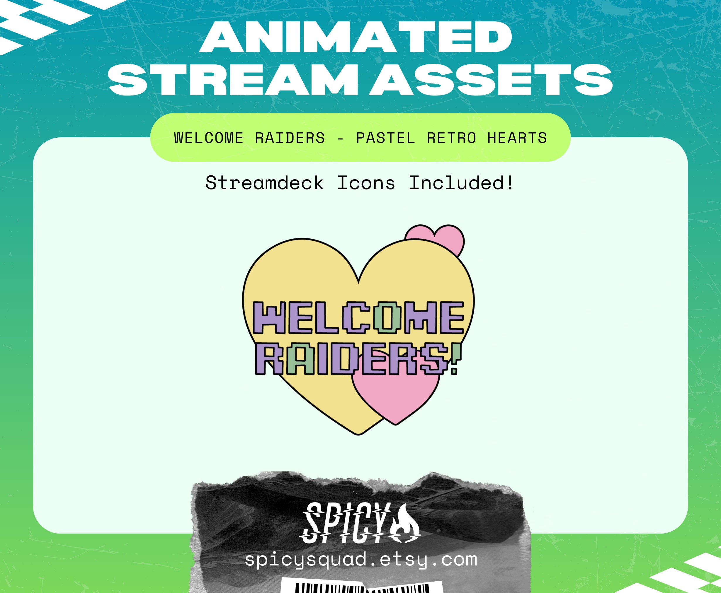 Welcome Raiders Animated Stream Overlay Retro Pastel Hearts - Etsy