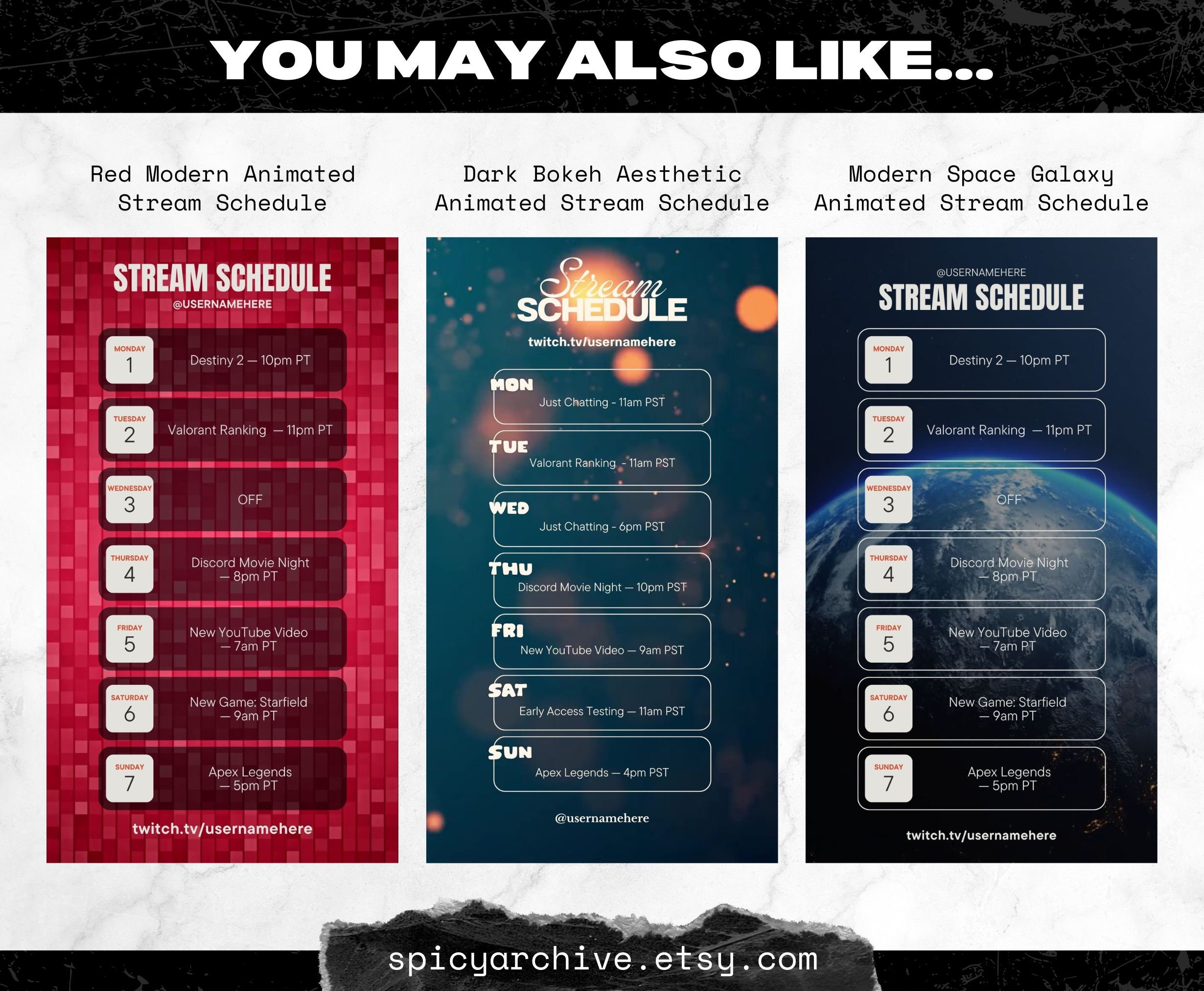 Blue Modern Gaming Animated Stream Schedule | Twitch Kick Youtube ...
