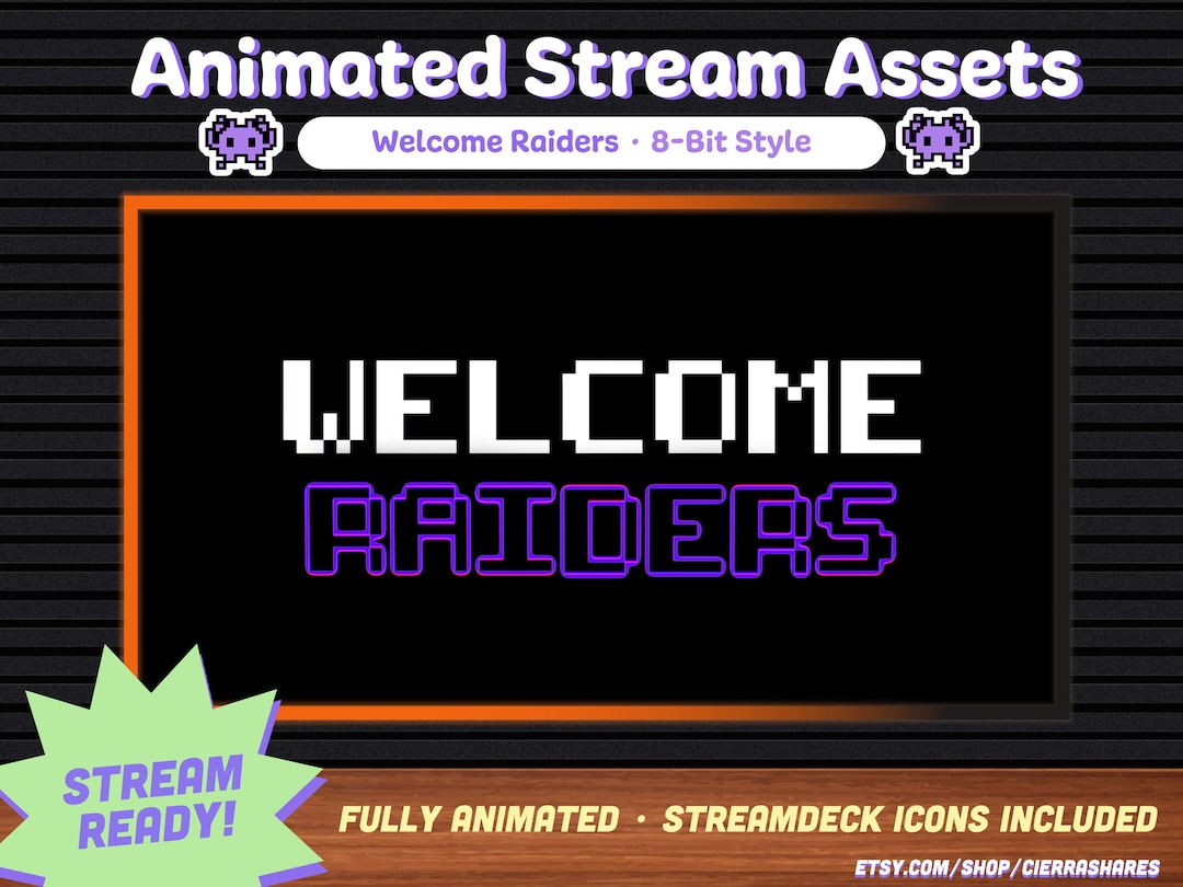 Welcome Raiders Animated Stream Overlay Retro Style 8 Bit - Etsy