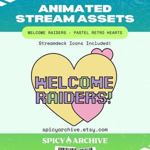 Welcome Raiders Animated Stream Overlay - Retro Pastel Hearts Twitch ...