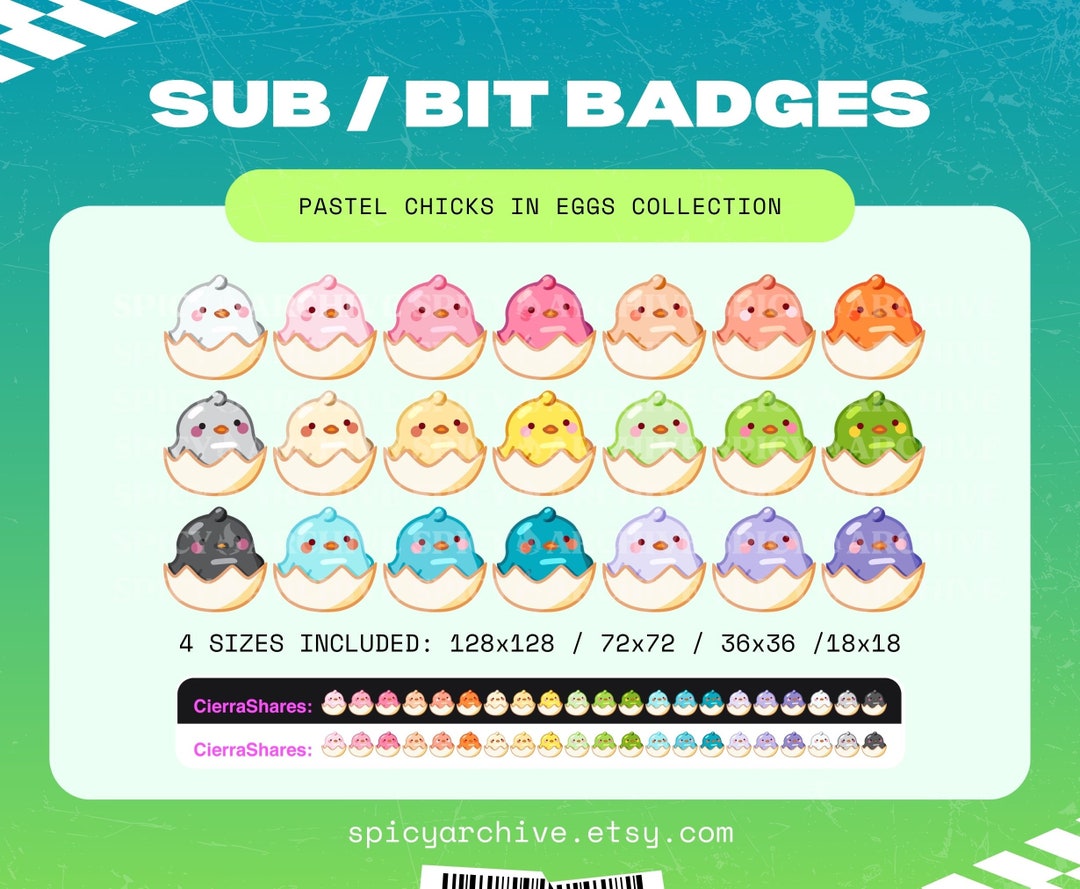 Chicks in Eggs Twitch Sub Badges / Bit Emotes | Cute Baby Chicken ...