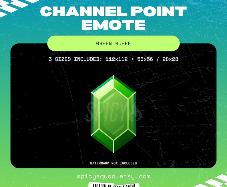 Green Rupee Twitch Channel Point Emote / Legend of Zelda Rupee Emotes ...
